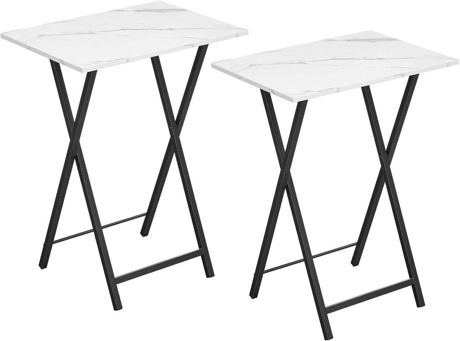 DealNest Folding TV Tray Tables, Set of 2 Stable Snack Table for Small ...
