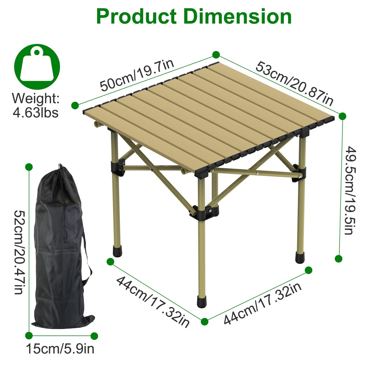 DealNest Portable Folding Camping Table, Lightweight Roll-up Outdoor ...