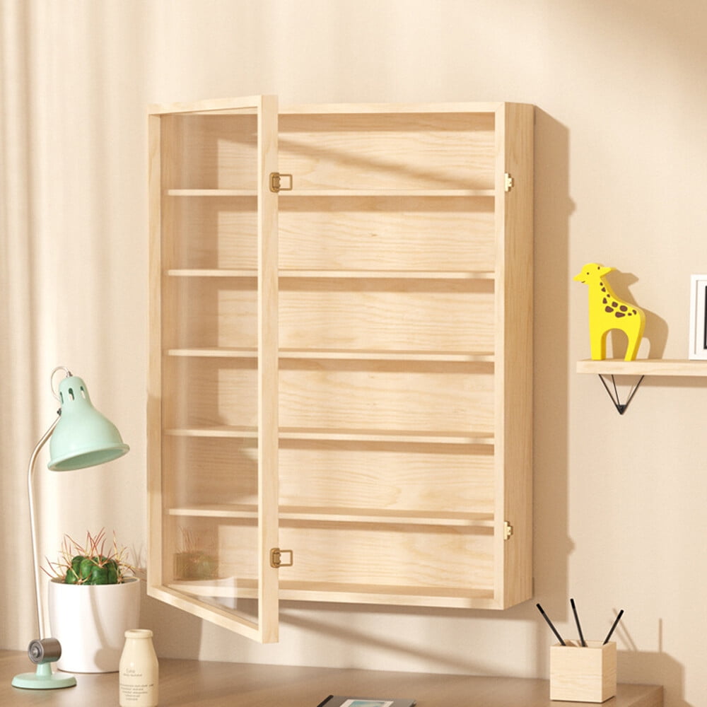 DealNest Wooden Wall Mount Display Case, Wall Mounted Collectibles ...