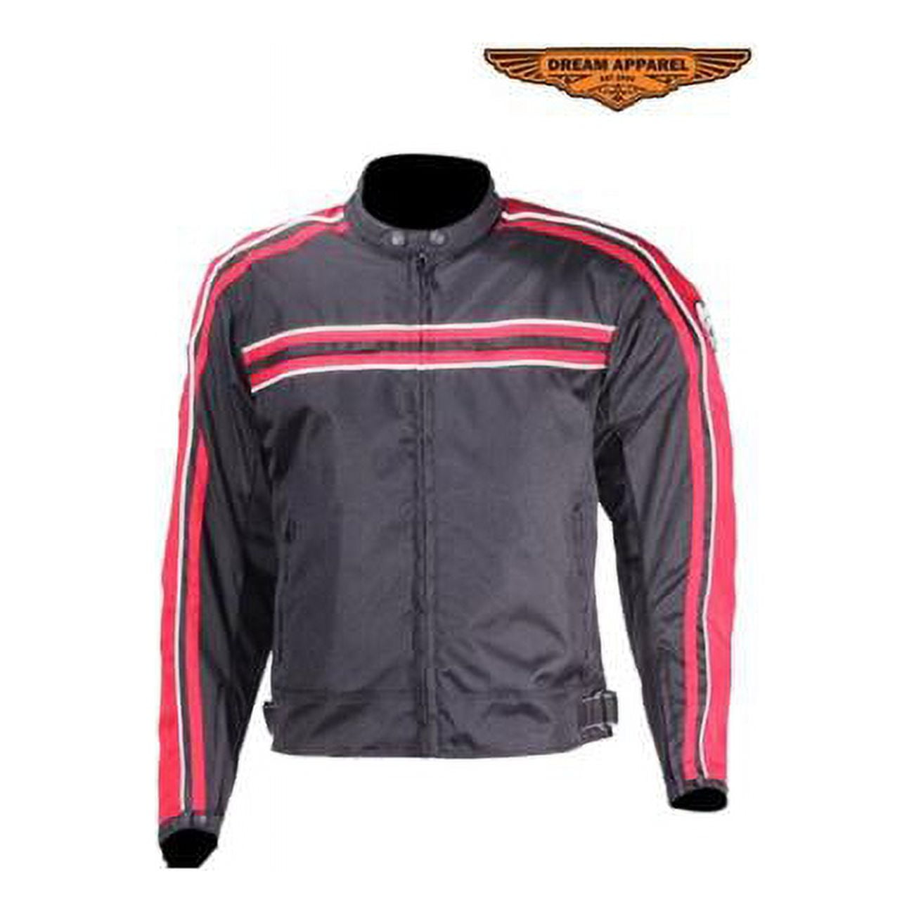 Dealer Leather Mens Black Lightweight Textile Jacket with Red Striped ...