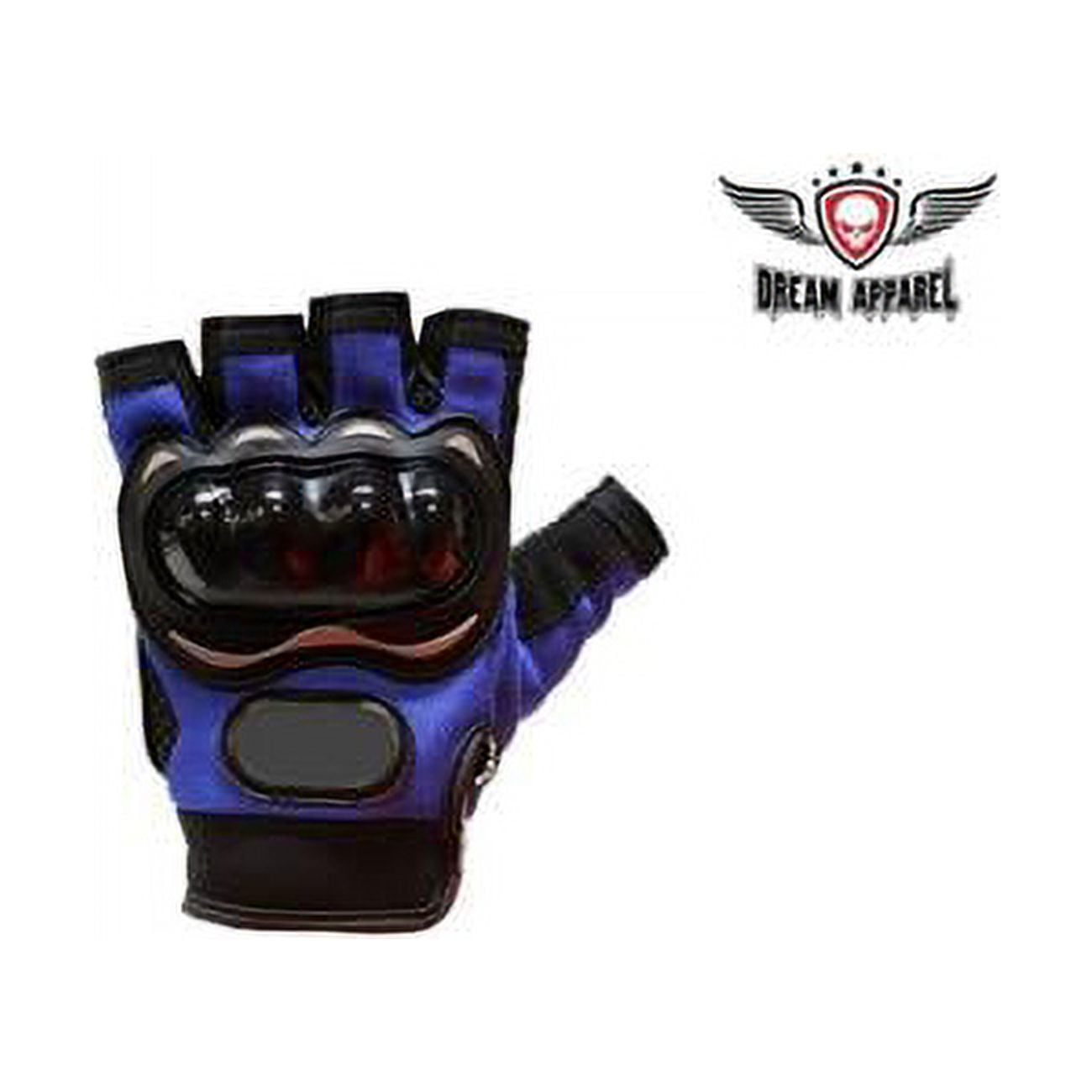 Dealer Leather Mens Motorcycle Blue Fingerless Mesh Racing Gloves ...