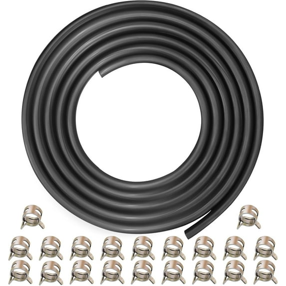 Deally 1/4 Inch Fuel Line Hose 10 Feet with 20 Pcs 2/5 ID Hose Clamps ...