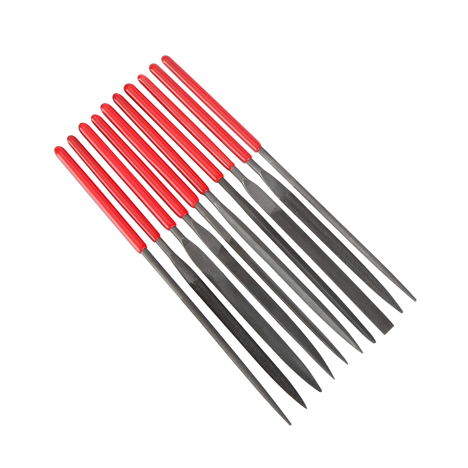 Deally 10-Piece Hardened Alloy Steel Needle File Set – Tapered Round ...