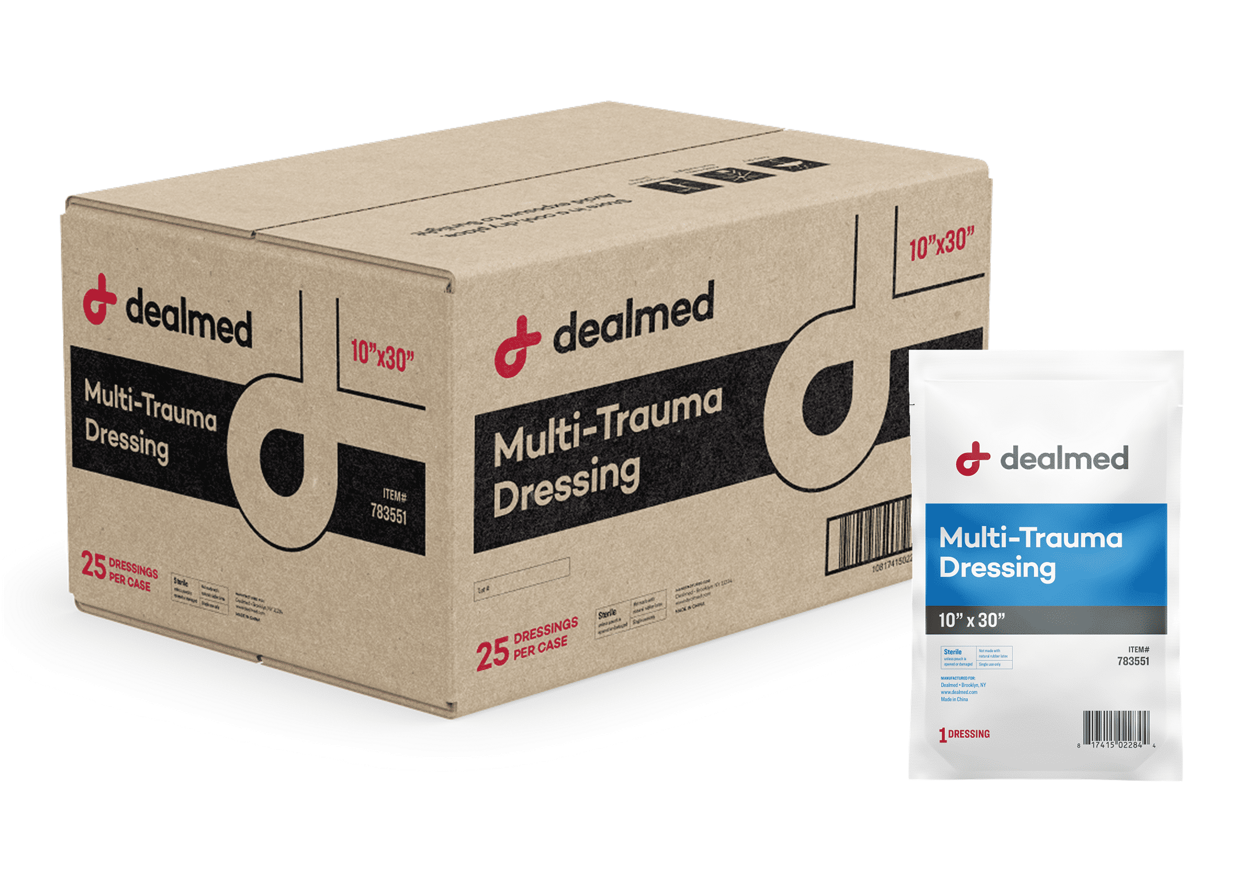 Dealmed 12" x 30" Multi-Trauma Dressing – Sterile Emergency Oversized ...