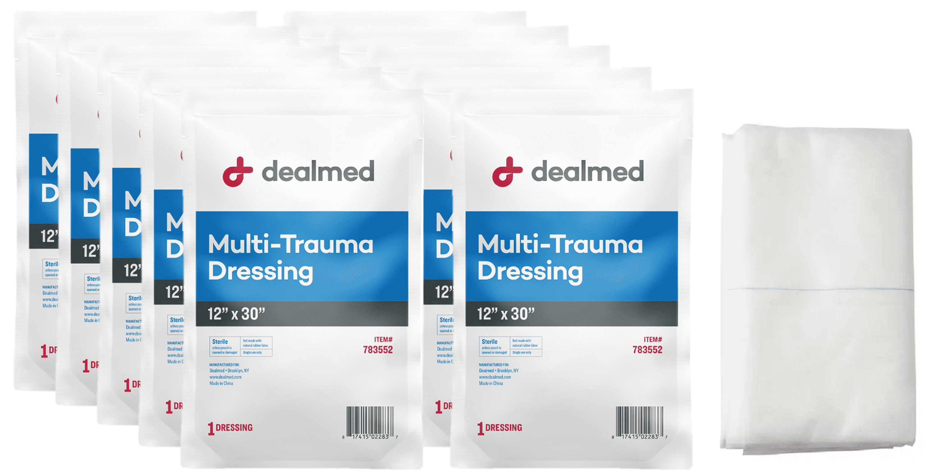 Dealmed 12" x 30" Large Absorbent Dressings - Sterile Multi-Trauma Pads ...