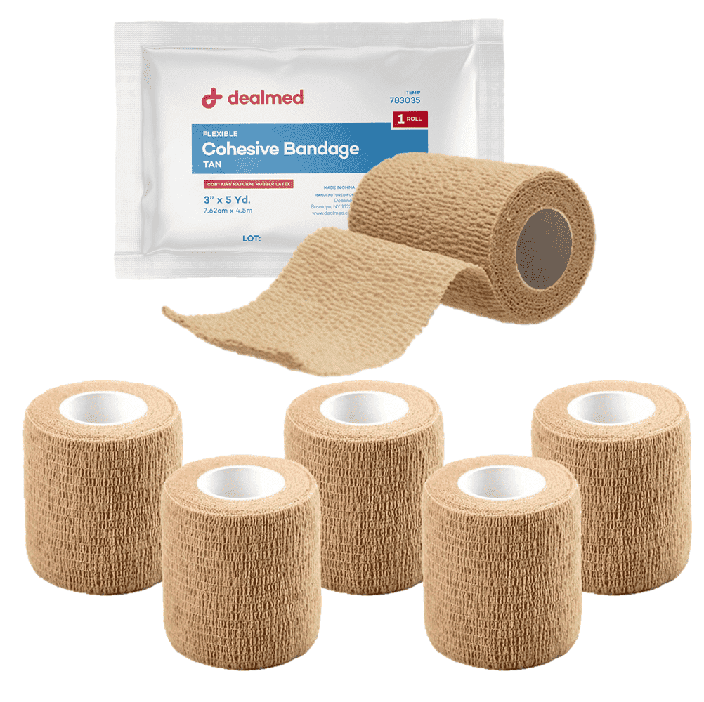 Dealmed, Self Adherent Cohesive Bandage Wrap, 3" x 5 yd, Tan - Walmart.com
