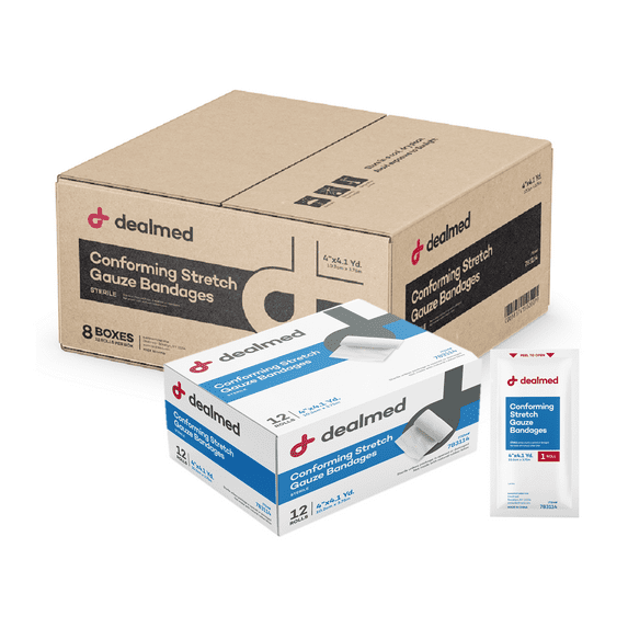 Dealmed 4" Sterile Conforming Stretch Gauze Bandages, 4.1 Yards ...