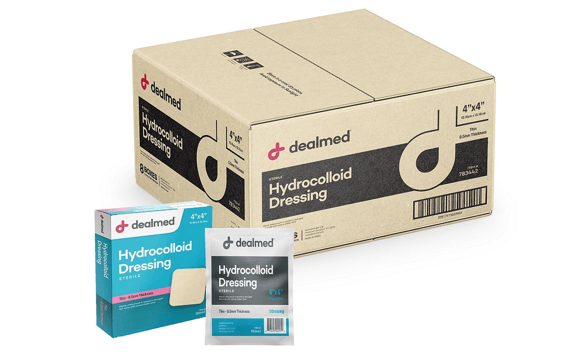 Dealmed 4" x 4" Hydrocolloid Dressing, Standard Thickness | Sterile ...