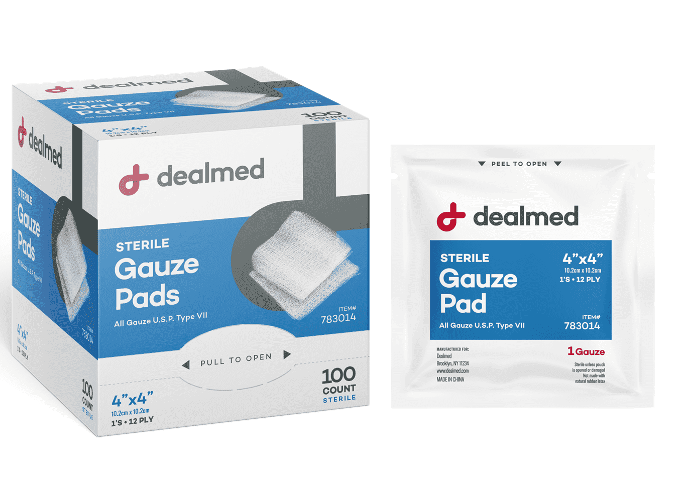 "Dealmed Sterile Gauze Pads, 4"" x 4"", 12 Ply, Non-Stick, Absorbent ...