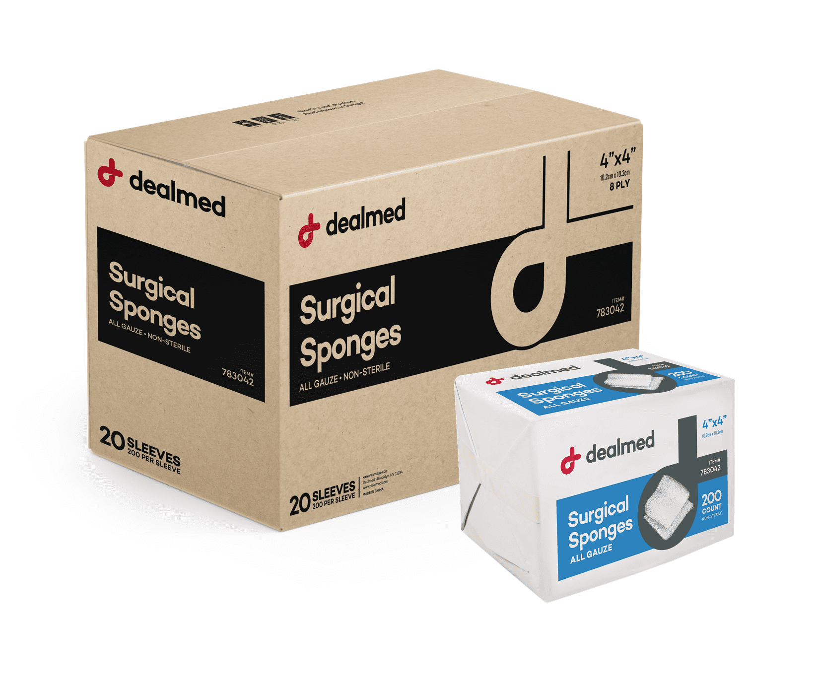 Dealmed 4" x 4" Surgical Sponges, 8-Ply Absorbent Gauze for Prepping ...