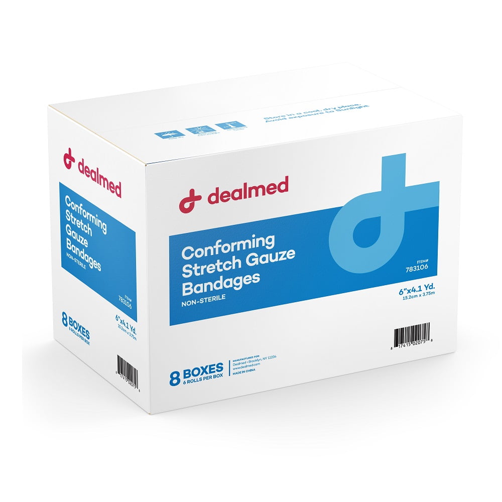 Dealmed 6" Conforming Stretch Gauze Bandages, 4.1 Yards Stretched, 6 ...