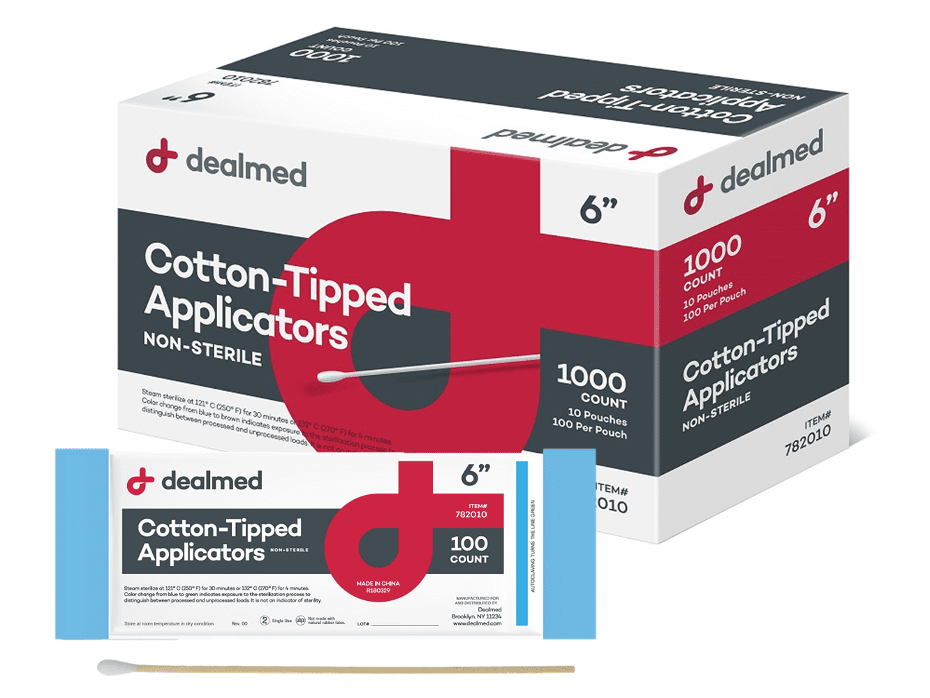 Dealmed 6" Non-Sterile Cotton-Tipped Wood Applicators, 1000 Count ...