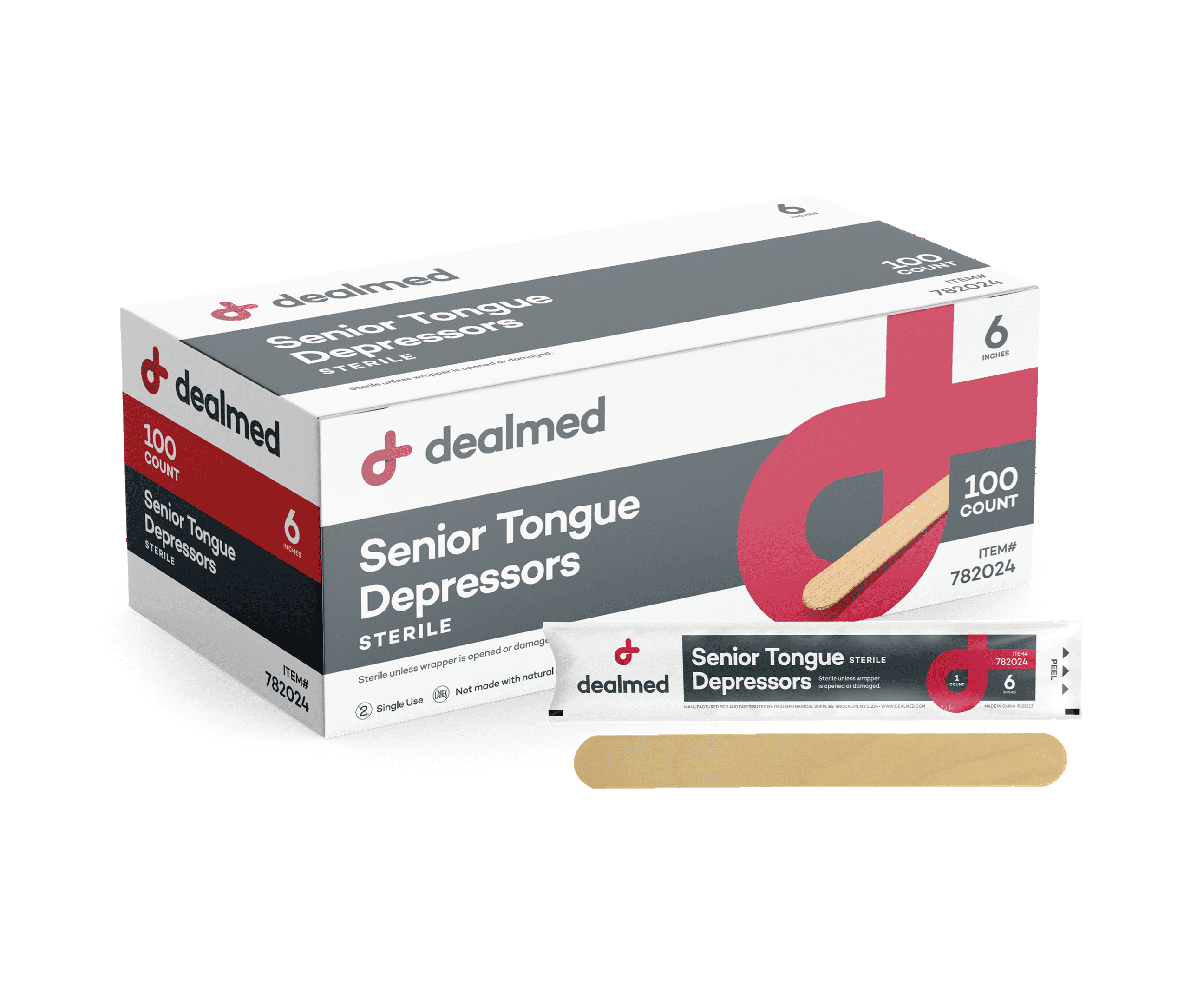 Dealmed 6" Senior Tongue Depressors - Sterile, Individually Wrapped for ...