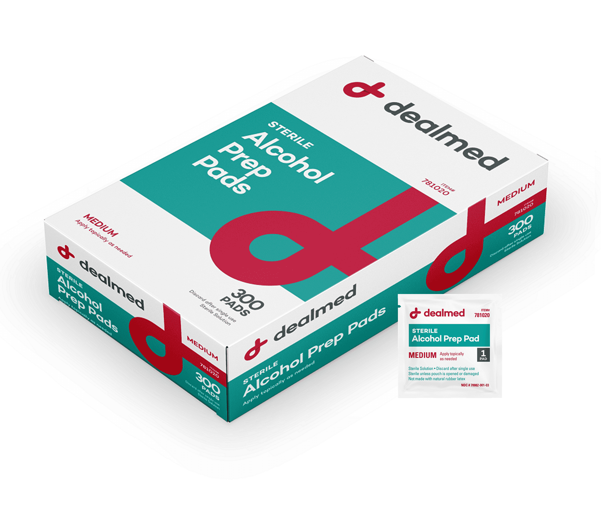 Dealmed Alcohol Prep Pads - Medium Size, Latex-Free, Gamma Sterilized ...
