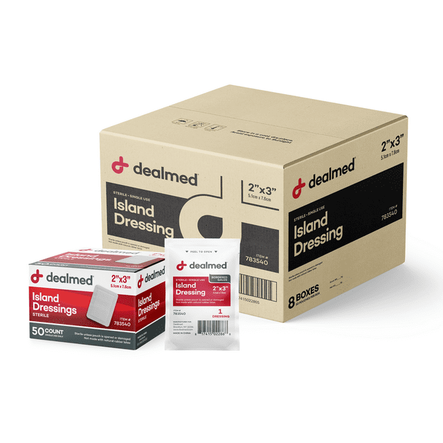 Dealmed Bordered Gauze Island Dressing, Sterile, Individually Wrapped ...