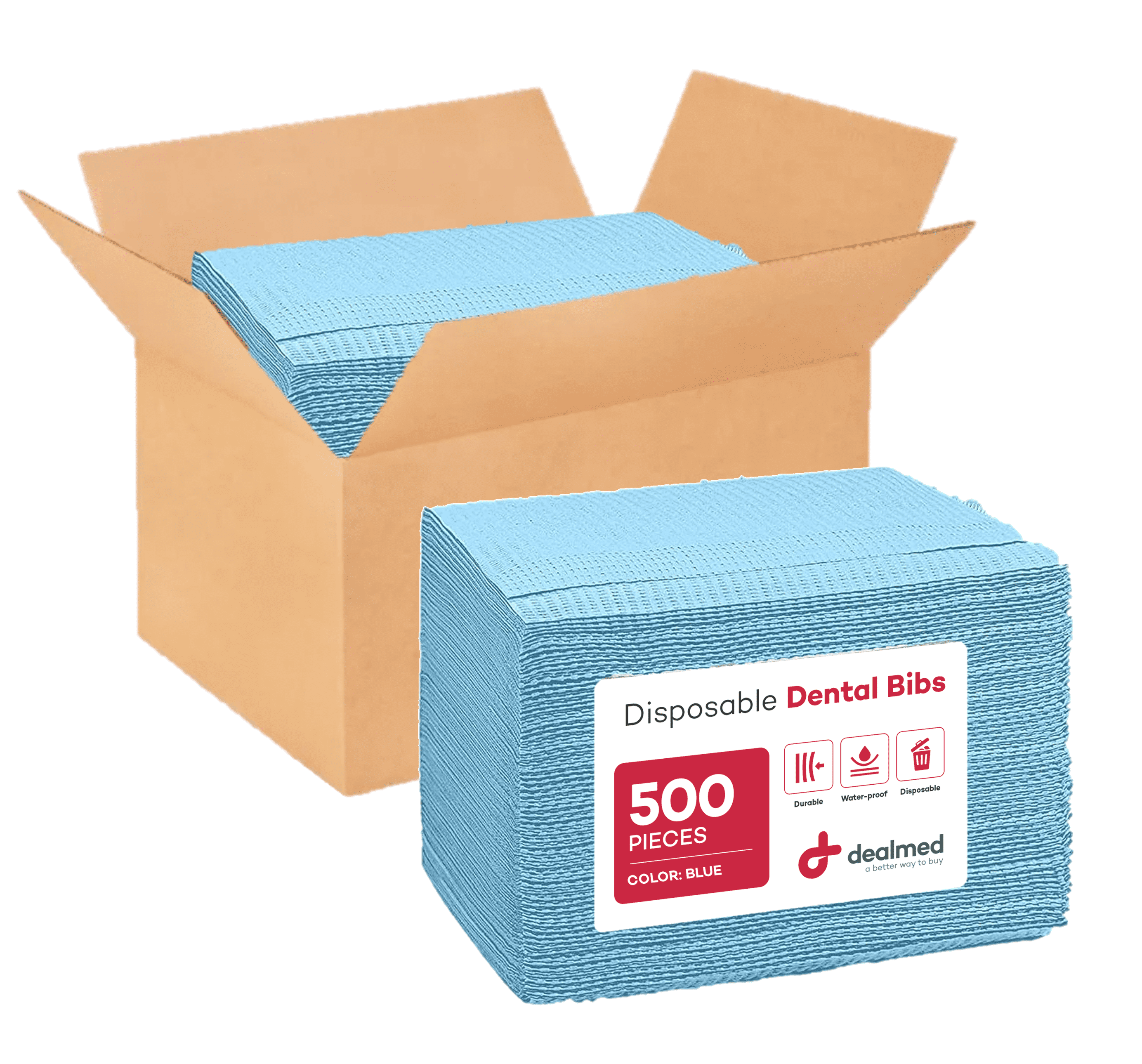 Dealmed Disposable 13.5" x 18" Dental Bibs, 2-Ply Tissue/Poly, Bulk ...