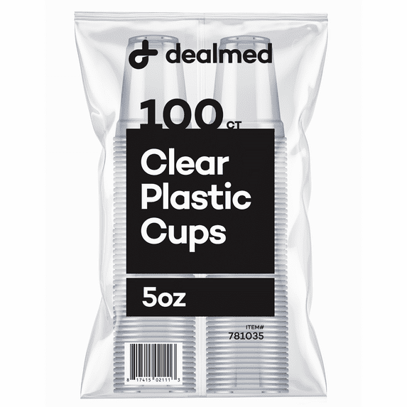 Dealmed Disposable Plastic Cups 5 oz Pack of 100, Multi-Purpose ...