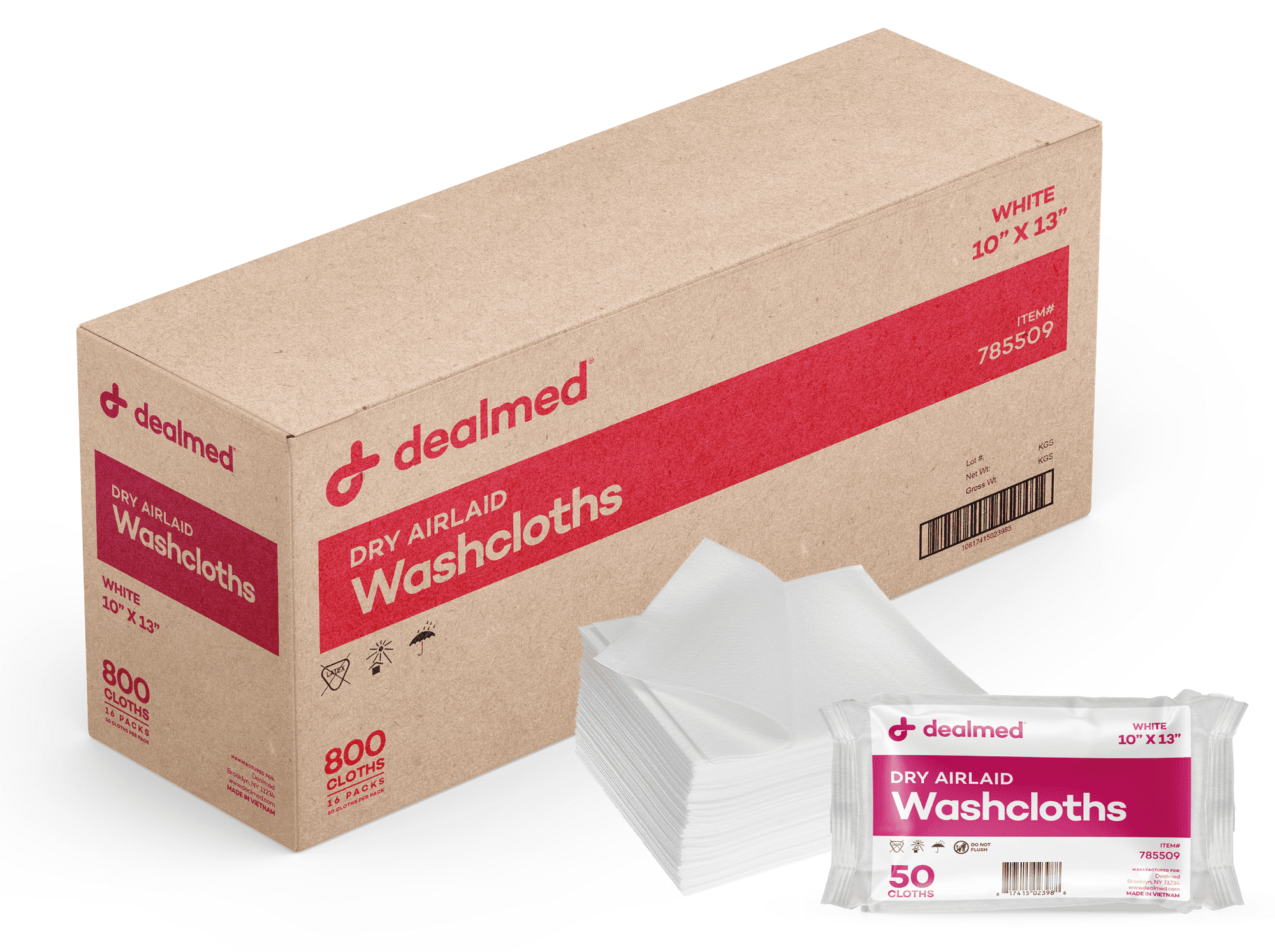 Dealmed Dry Airlaid Washcloths, 10" x 13", Disposable Cloths for Skin ...