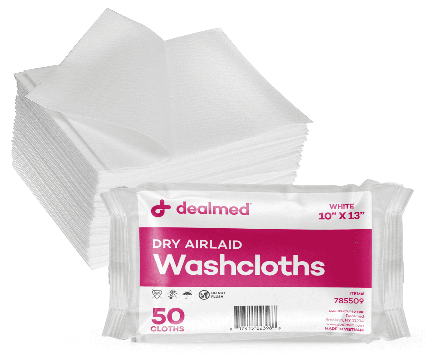 Dealmed Dry Airlaid Washcloths, 10" x 13", Disposable Cloths for Skin ...