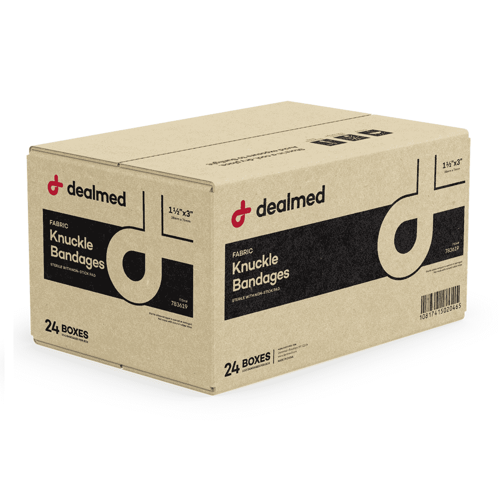 Dealmed Fabric Knuckle Bandages, 1.5" x 3", Non-Stick Pads, 100/Box ...