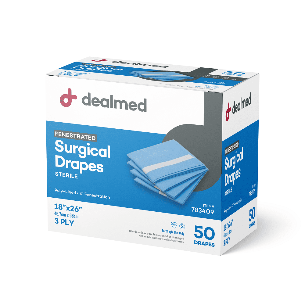 Dealmed Fenestrated Surgical Drapes | Sterile 3-Ply 18" X 26" Poly ...