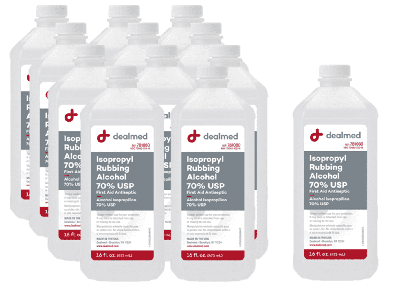 Dealmed Isopropyl Alcohol 70%, USP, 16 oz Bottle (Case of 12) - Walmart.com