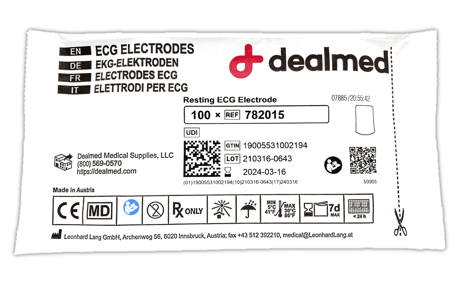 Dealmed Resting ECG Electrodes, Single Use Pads for Electrocardiogram ...