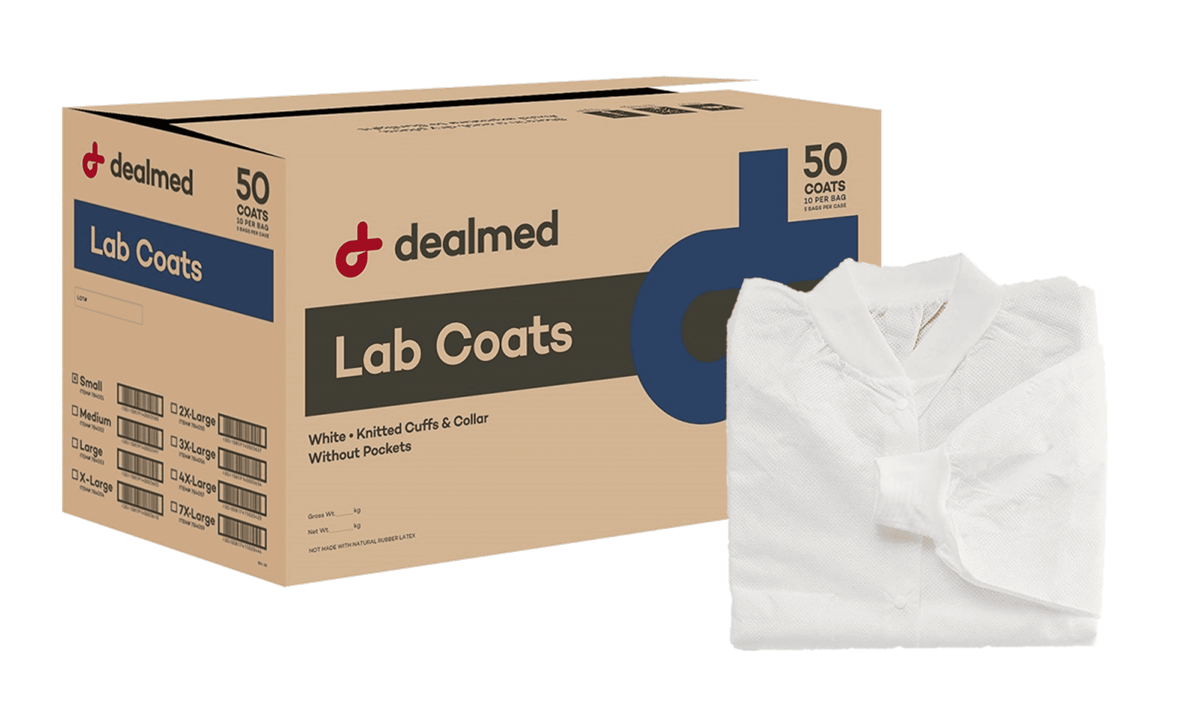 Dealmed SMS Disposable Lab Coats - White, 4X-Large, Case of 50 ...