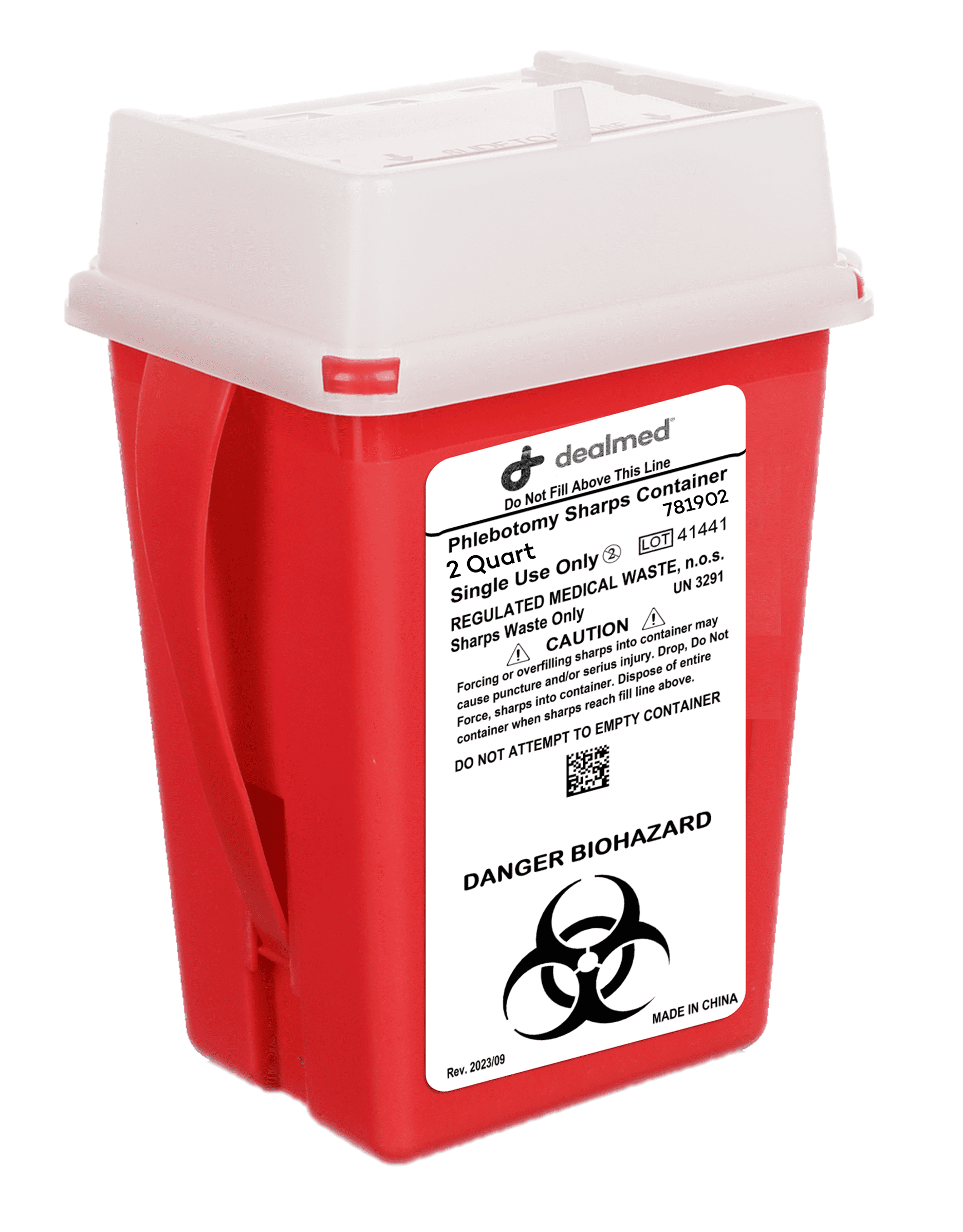 Dealmed Sharps Container, 2 Quart Flip Lid, Red (Pack of 1) HSA/FSA ...