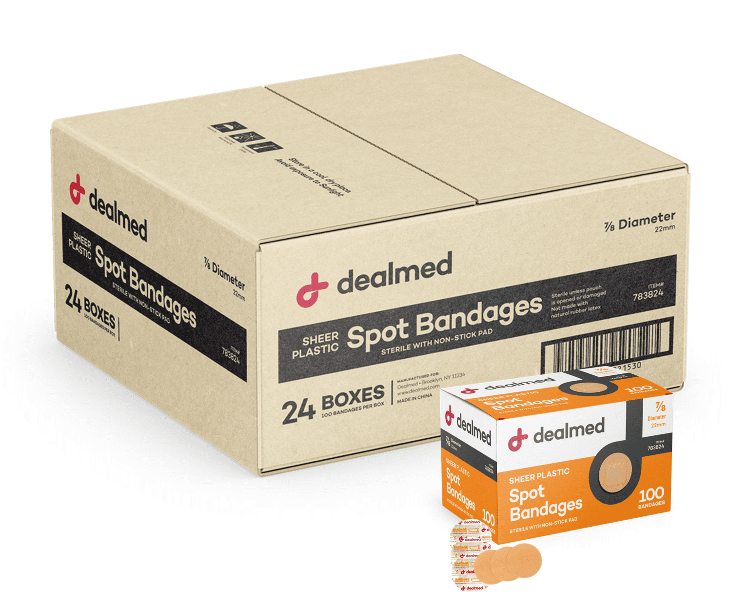 Dealmed Sheer Plastic Spot Adhesive Bandages – 100 Count (24 Pack ...