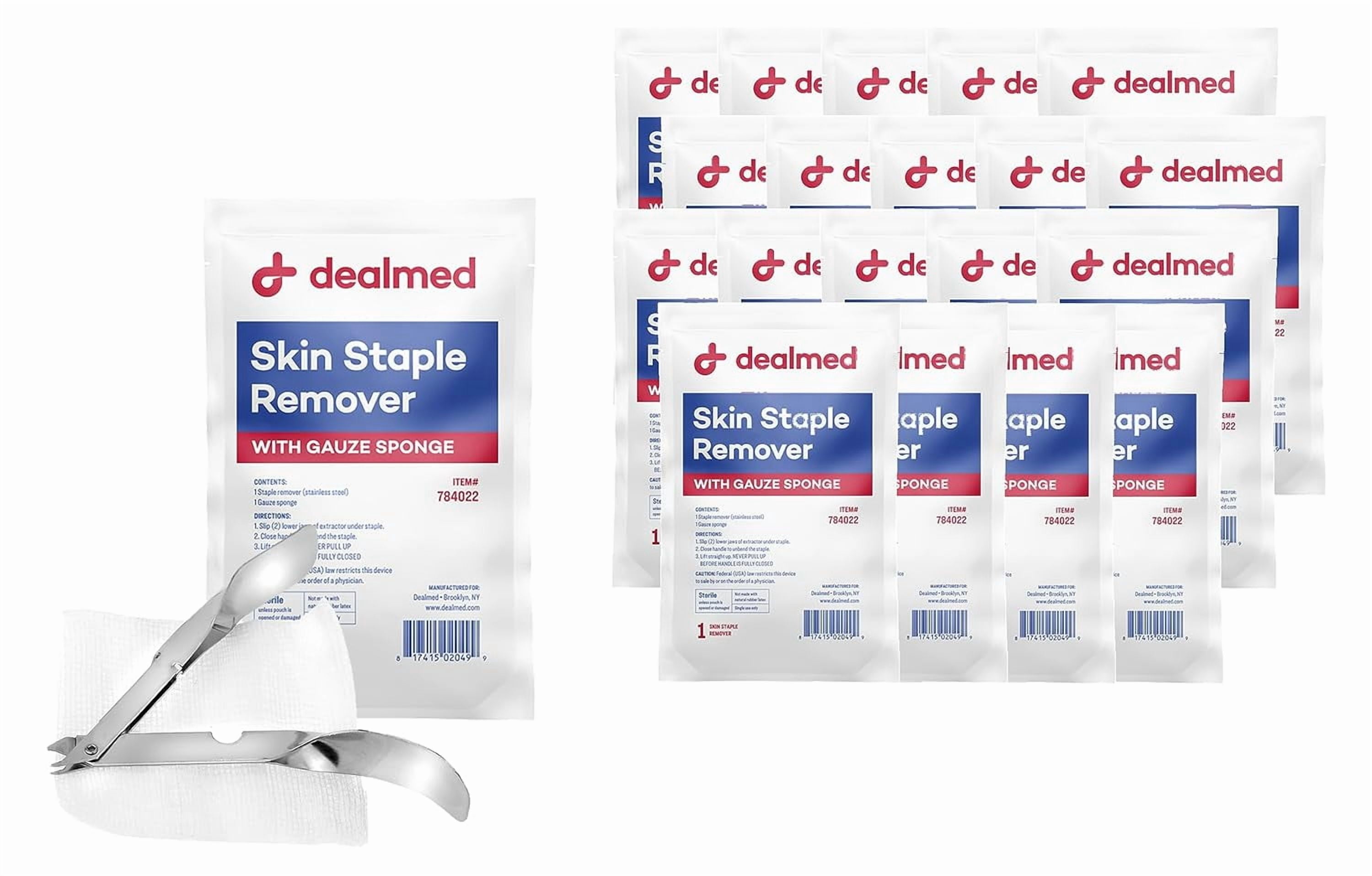 Dealmed Sterile Staple Removal Kit, Includes Staple Remover and Gauze ...