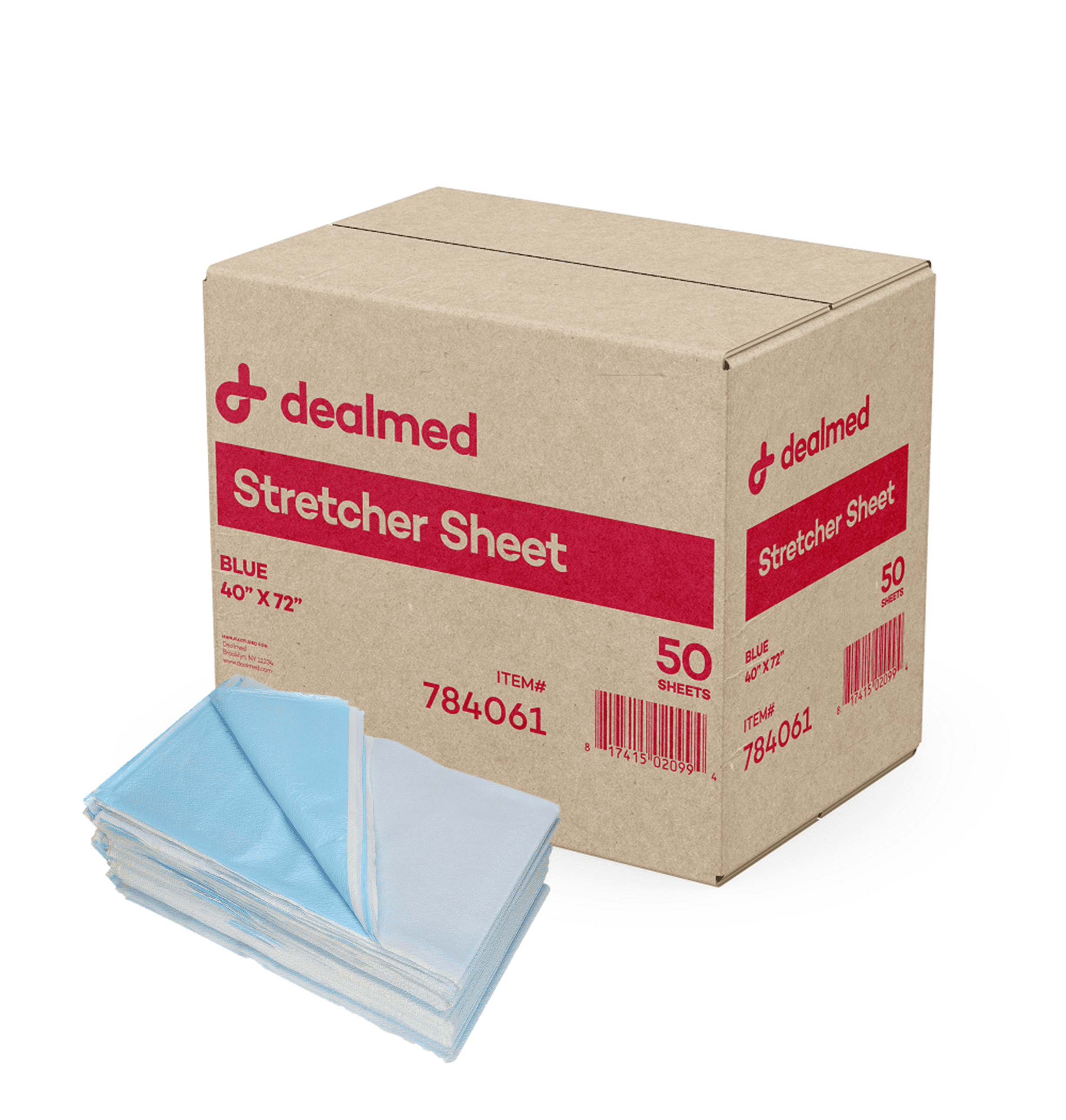 Dealmed Stretcher Sheet, 1 Ply, Tissue/Poly, 40"x 72", Blue, Case of 50 ...