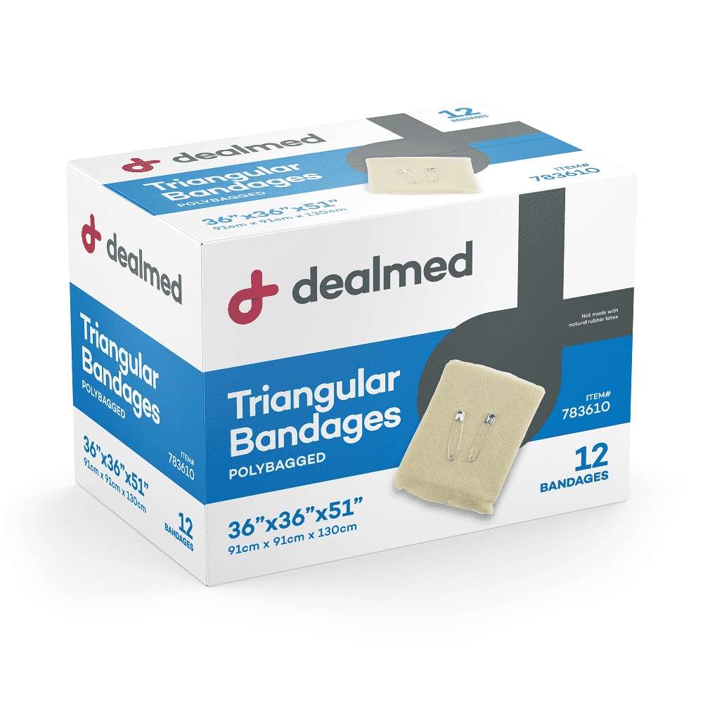 "Dealmed Large XL Triangular Bandages, 36"" x 36"" x 51"", 12 Pieces ...