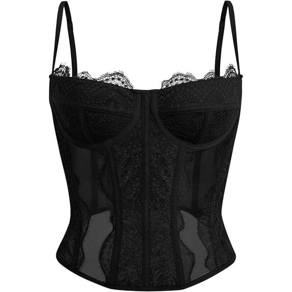 Dealmore Corset Tops For Women Going Out Lace Mesh Date Night Fall ...