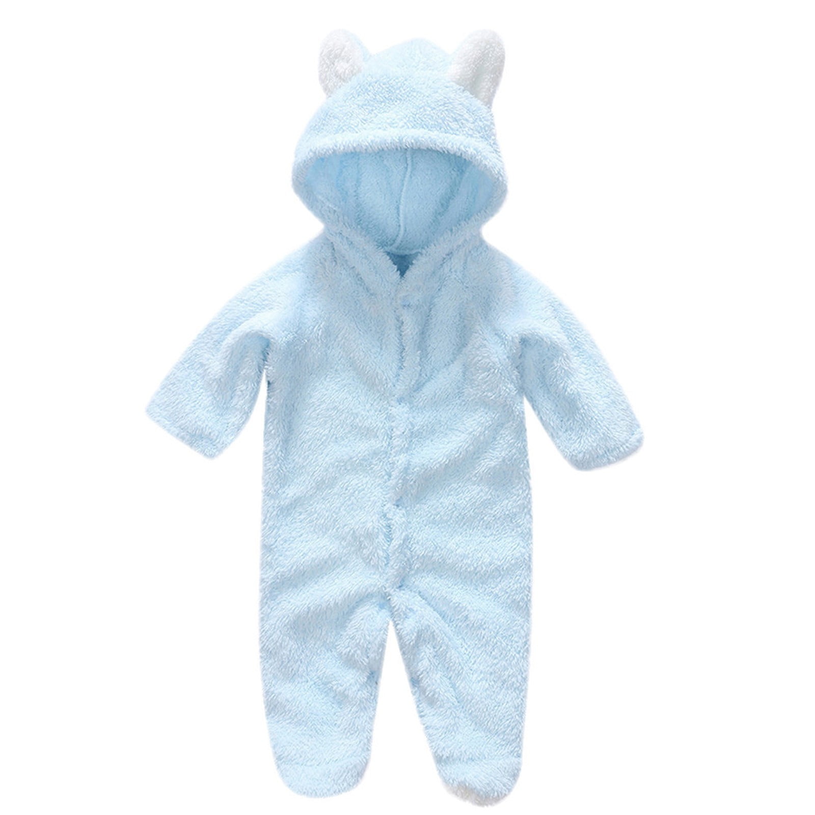 Dealovy Baby Boys Girls Clothes Newborn Fleece Footed Jumpsuit Cute Ear Hooded Winter Warm ...