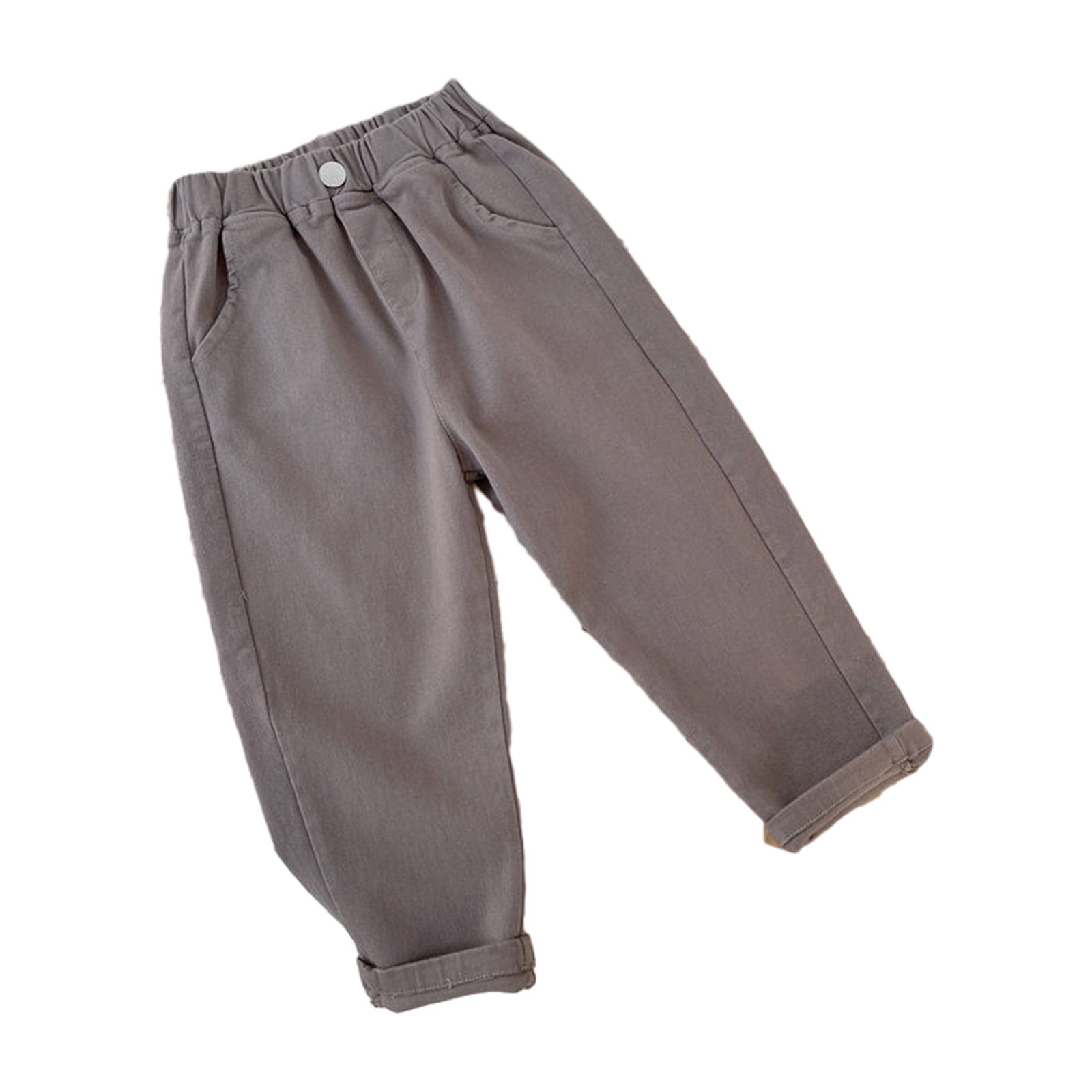 Dealovy Baby Boys Girls Cotton Pants Elastic Waist Long Pants Solid ...