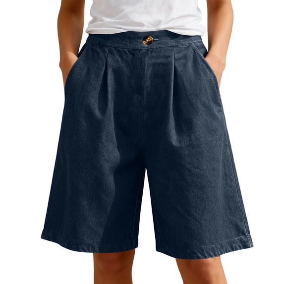 Dealovy Bermuda Jeans Shorts for Women Trendy Mid Rise Knee Length ...