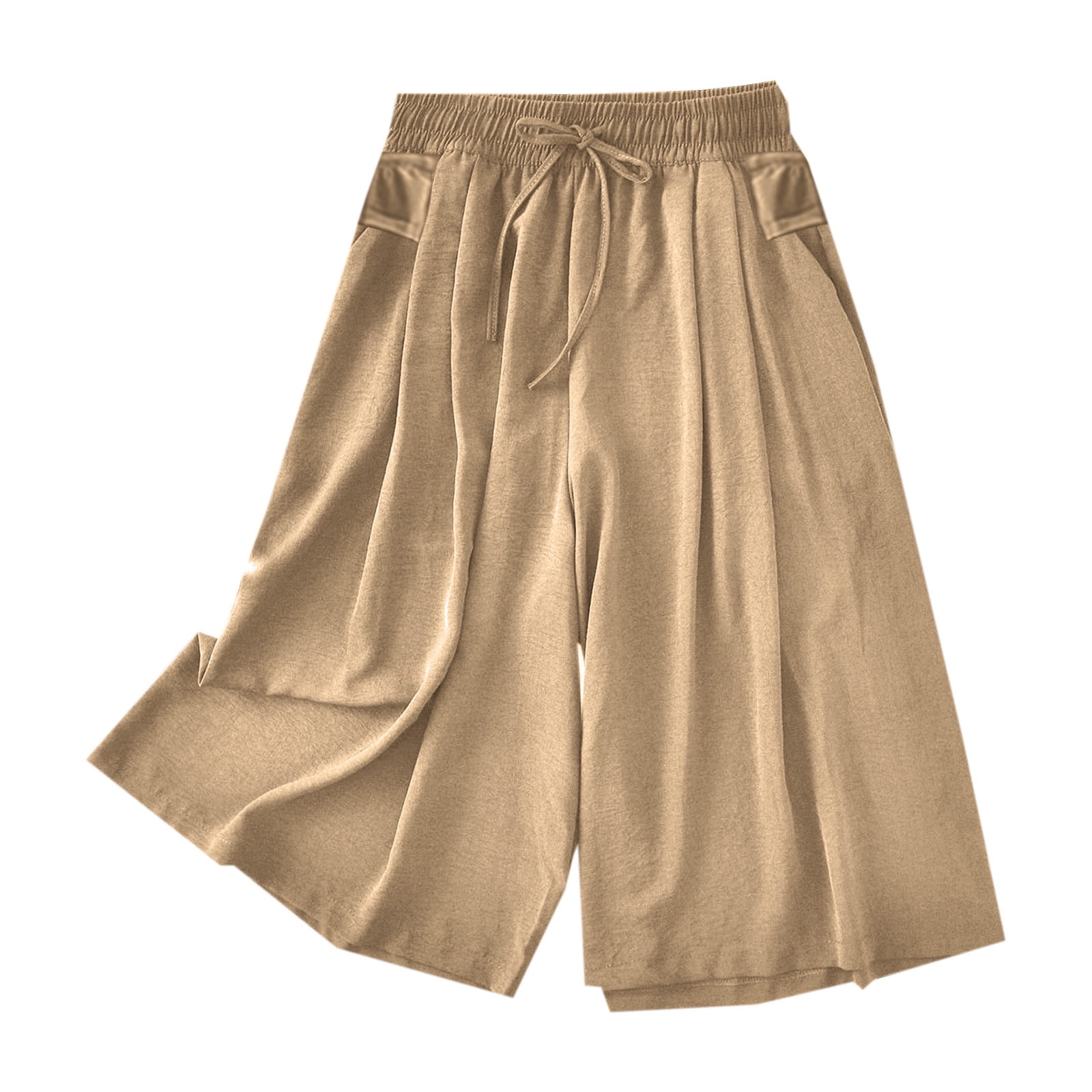 Dealovy Capri Pants for Women Drawstring High Waisted Wide Leg Lounge ...