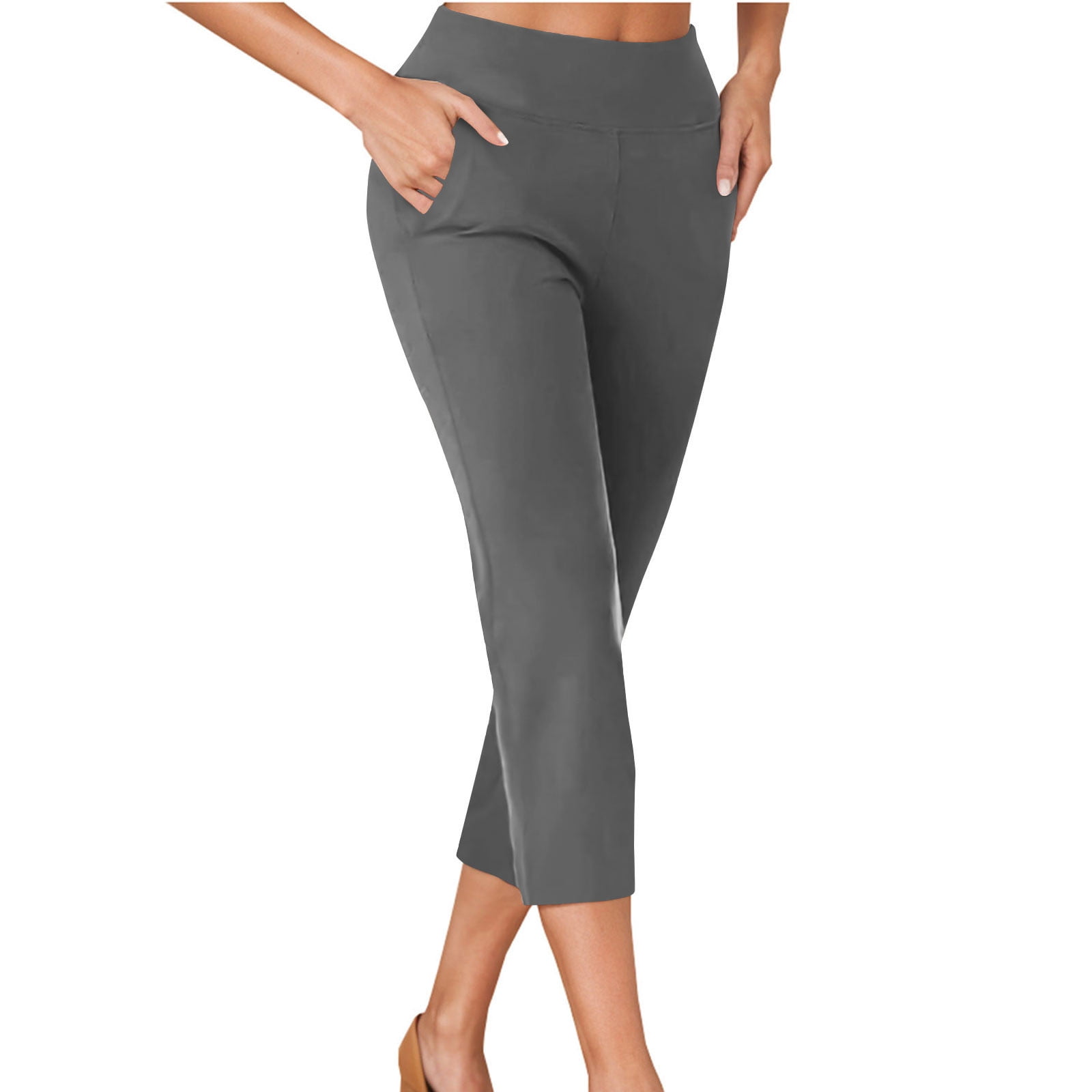 Dealovy Capri Pants for Women Stretchy High Waisted Work Capris ...