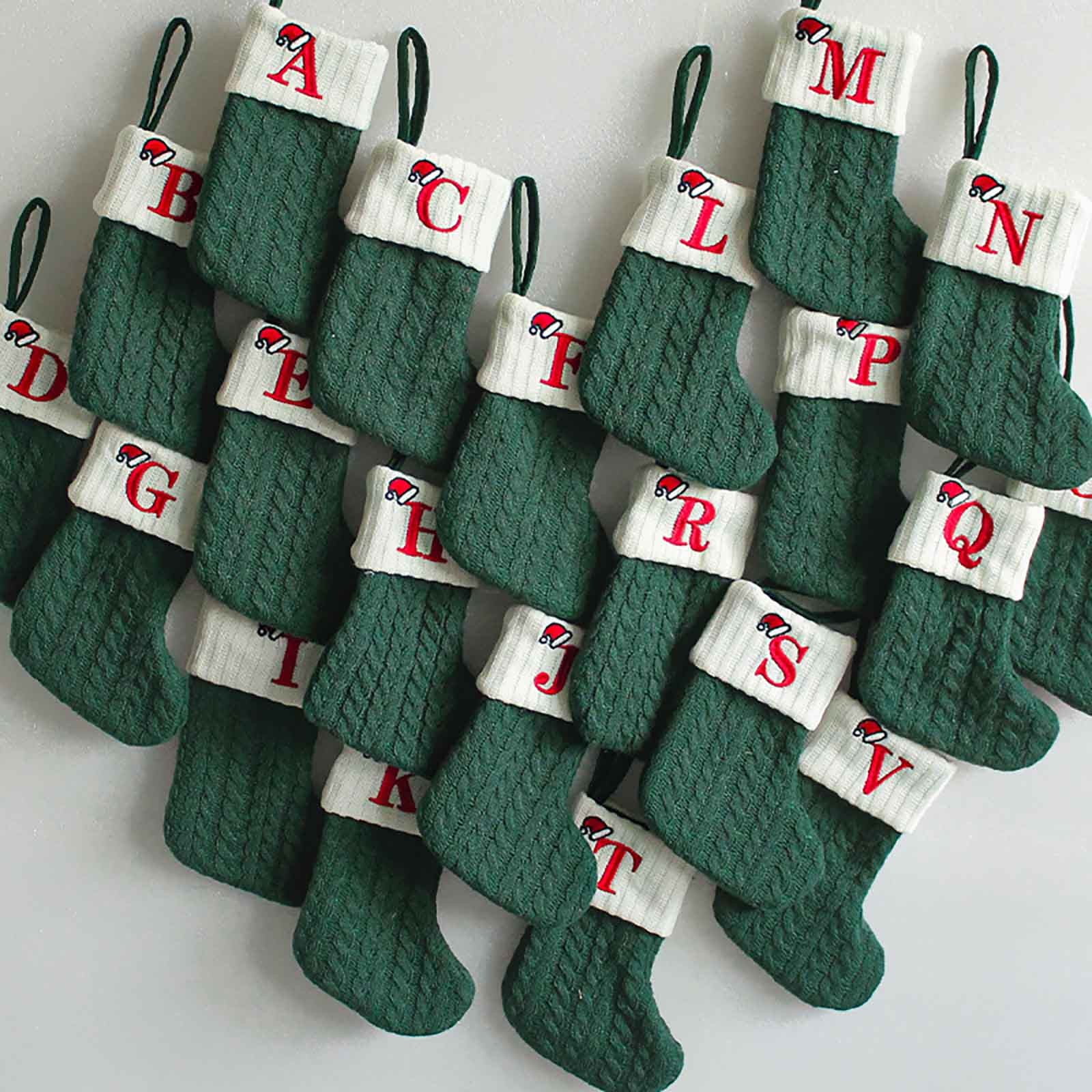 Dealovy Christmas Mini 26 letter Stockings, Knitted Hosiery Wool ...