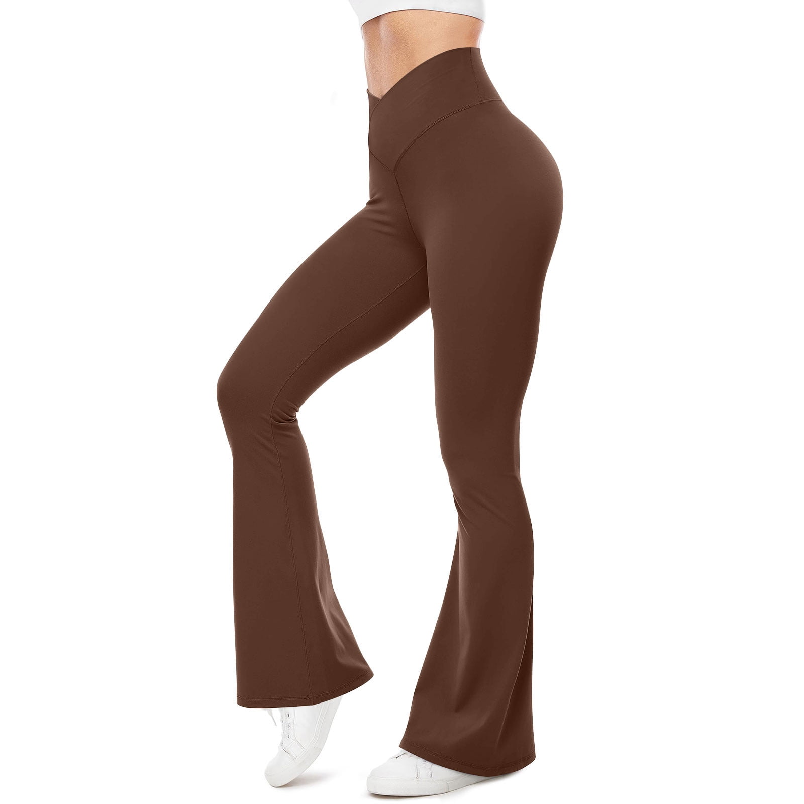 Dealovy Flare Leggings Women Belly Control Crossover High Waist Bell ...