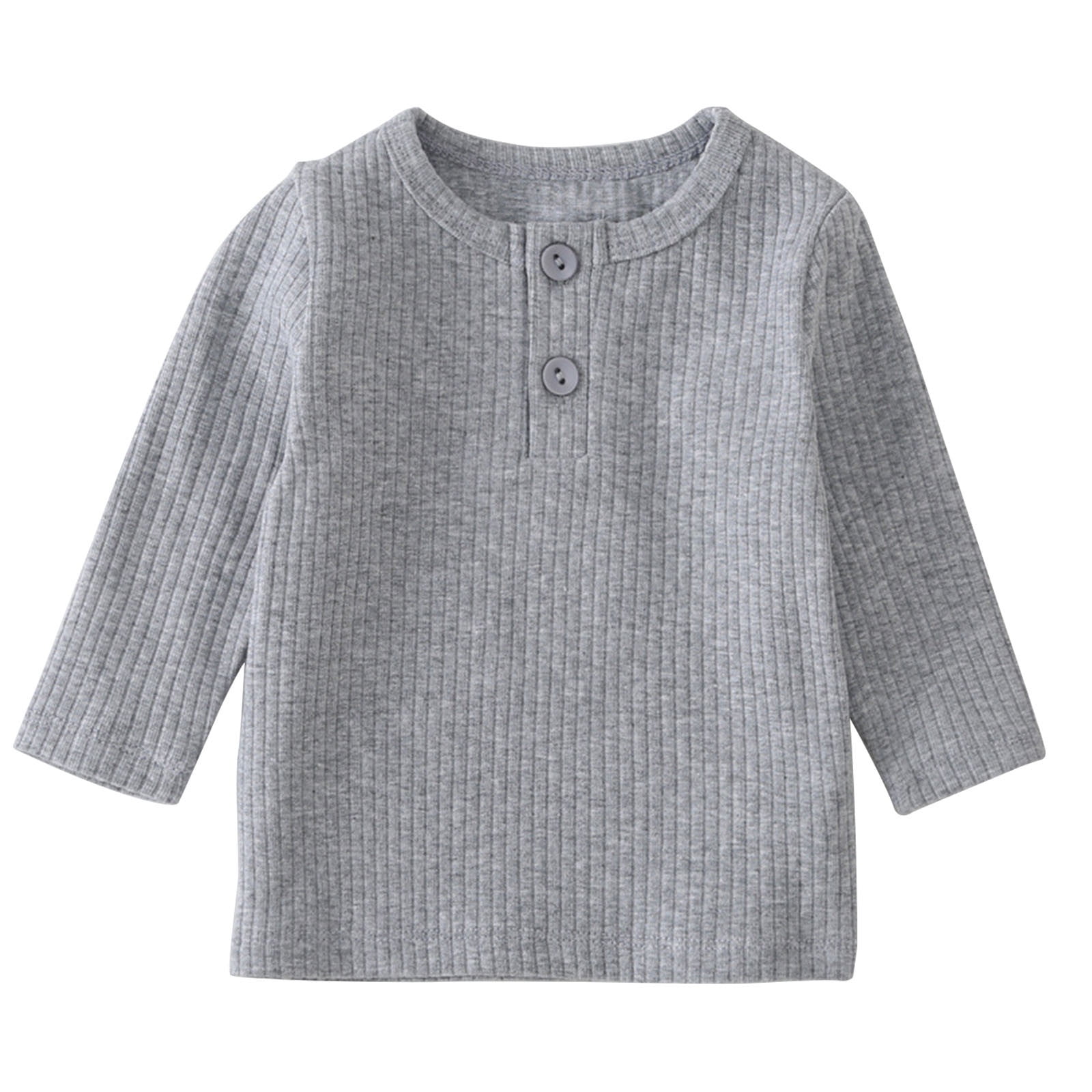 Dealovy Infant Baby Long Sleeve Tops Toddler Boy Girl Button Crewneck ...