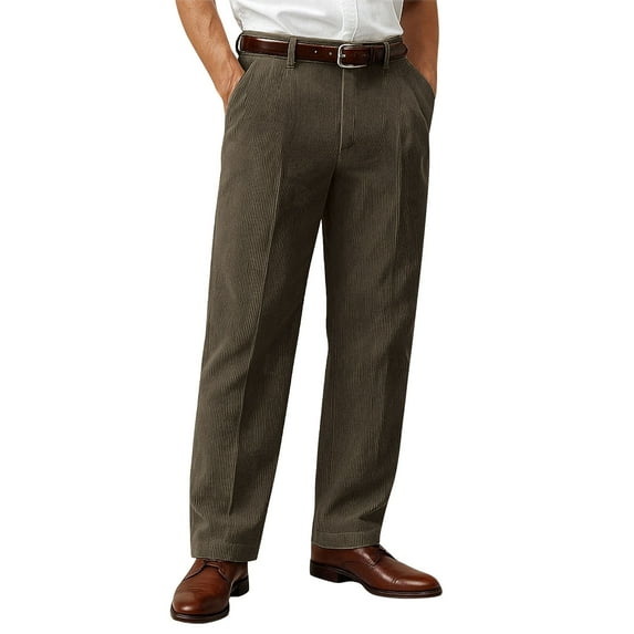 Dealovy Mens Casual Corduroy Dress Pants Full Length with Pockets ...