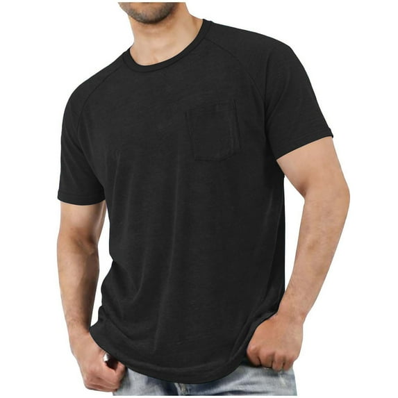 Dealovy Mens Tops Short Sleeve Crew Neck Cotton Spandex Tshirts for Men ...