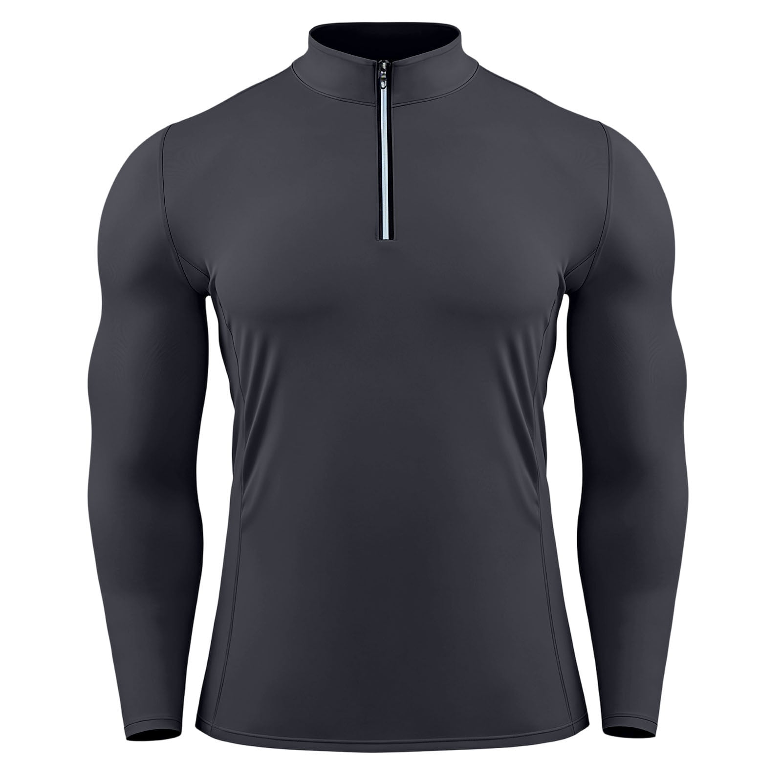 Dealovy Quarter Zip Long Sleeve Workout Shirts for Men High Neck ...