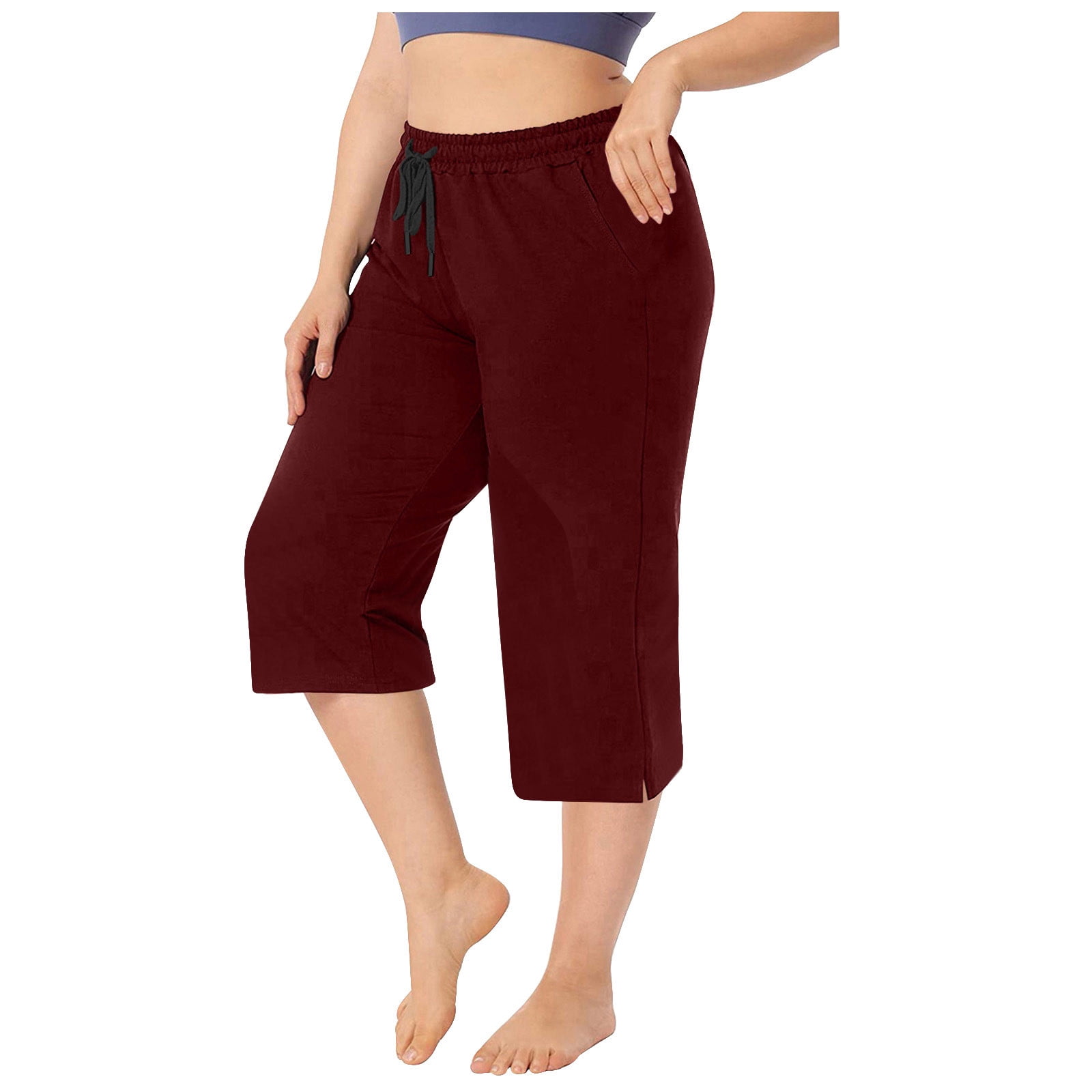 Dealovy Shorts for Women Casual High Waisted Knee Length Pants Summer ...
