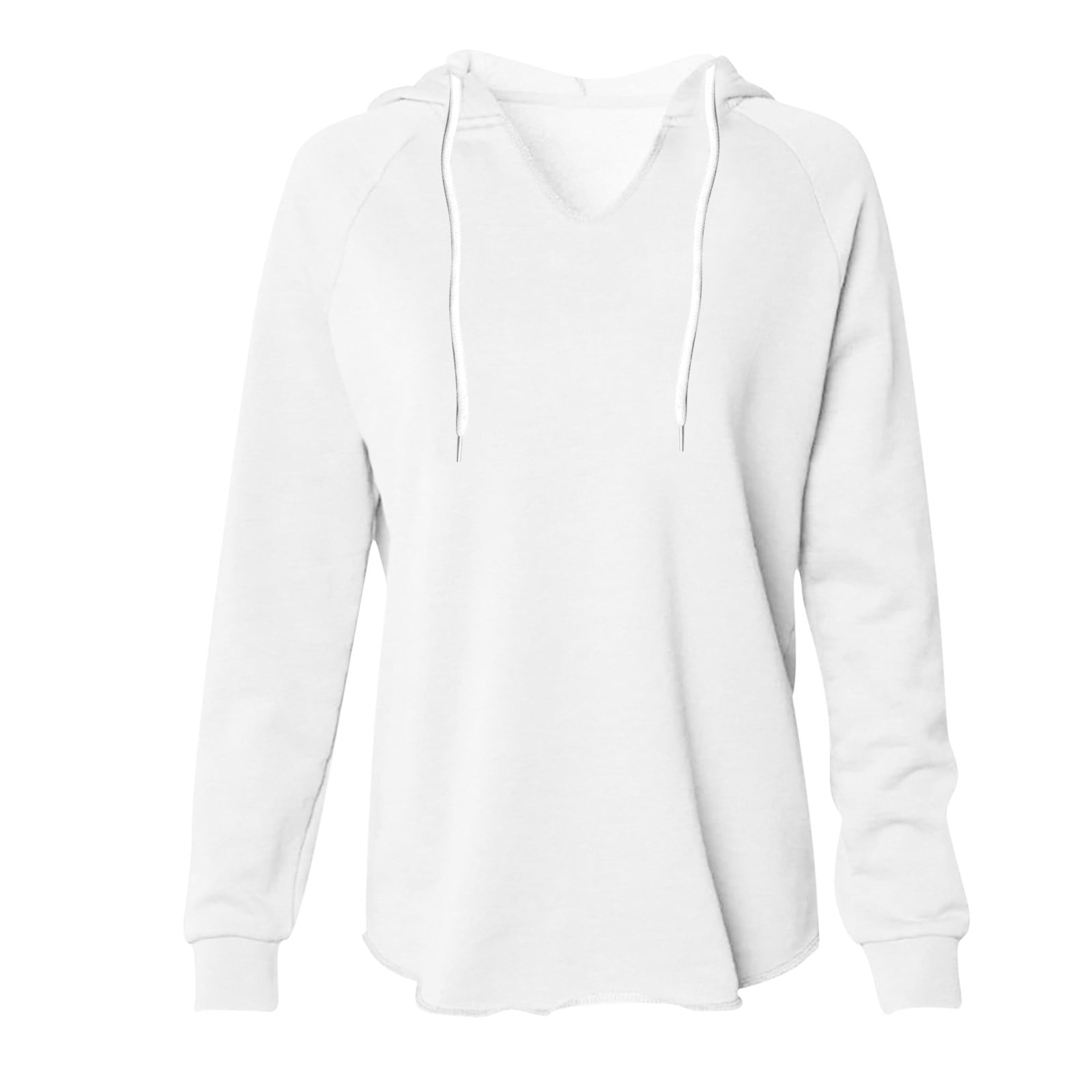 Dealovy Split Neck Hoodies for Women Solid Color Long Sleeve Pullover ...