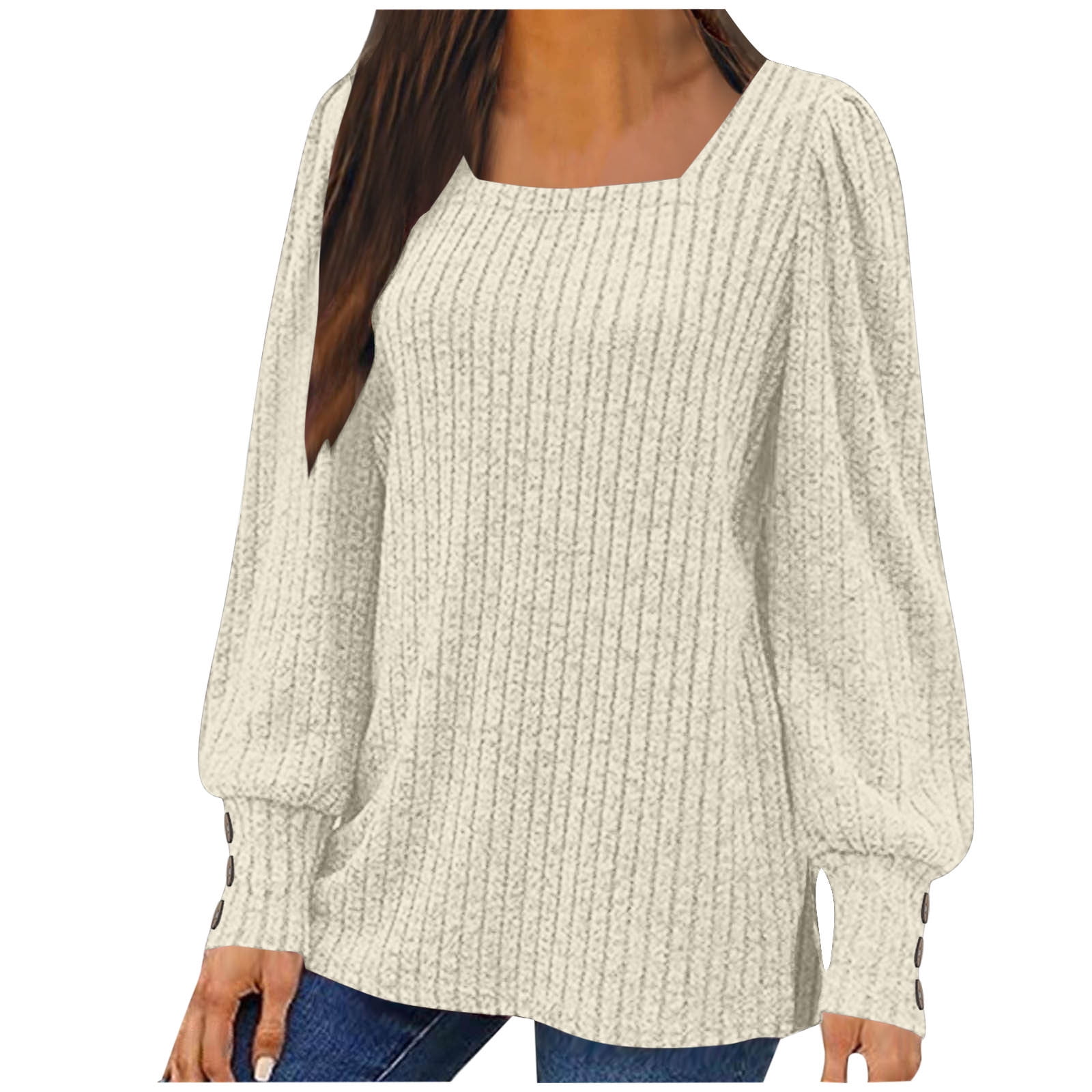 Dealovy Square Neck Base Layer Shirts for Women Fall Winter Casual Long ...