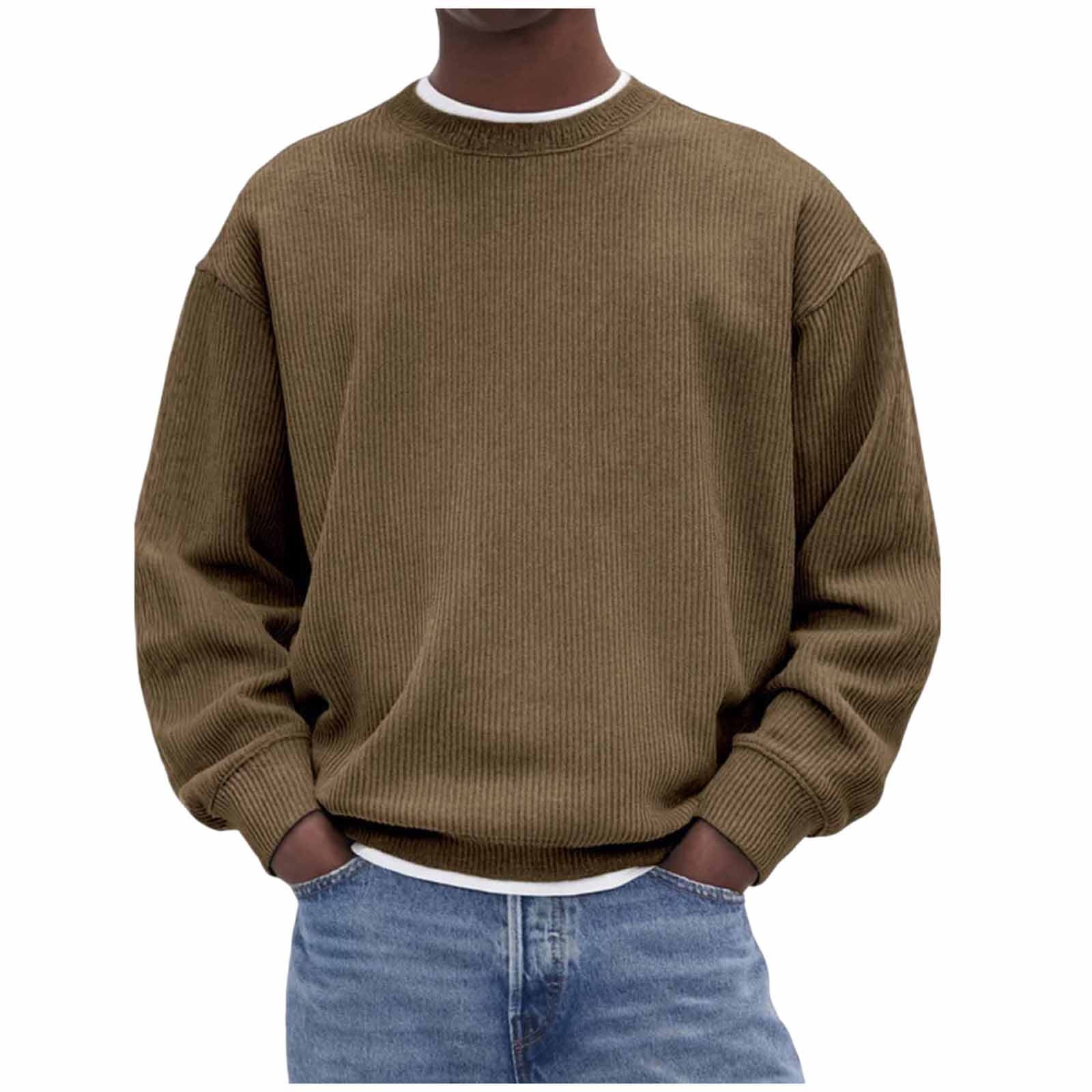 Dealovy Sweatshirts for Men Breathable Crew Neck Long Sleeve Loose ...