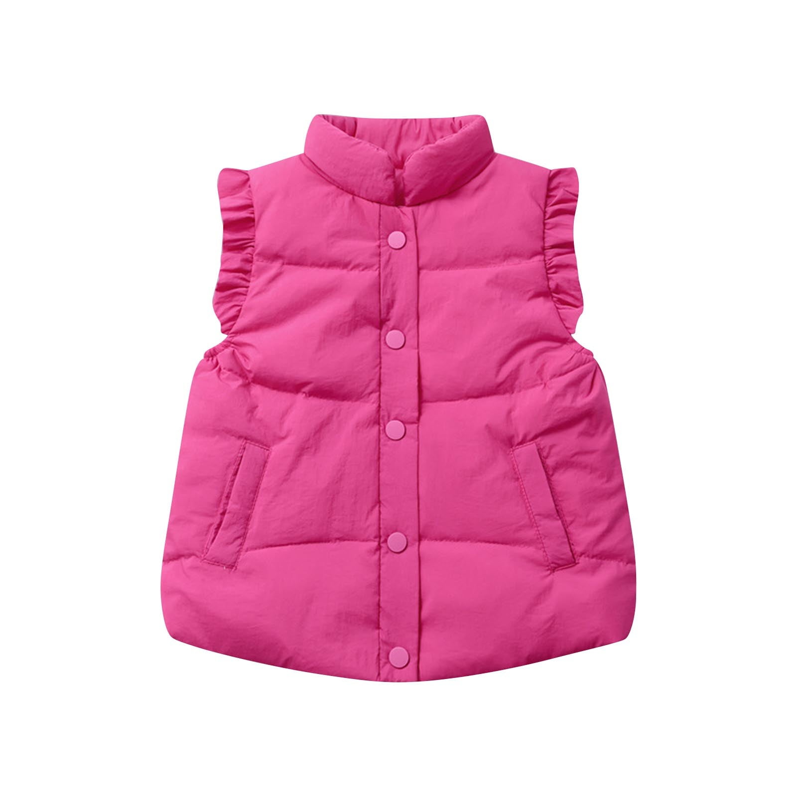 Dealovy Toddler Baby Clothes Button up Sleeveless Padded Vests Kids Solid Color Stand-Up Collar ...